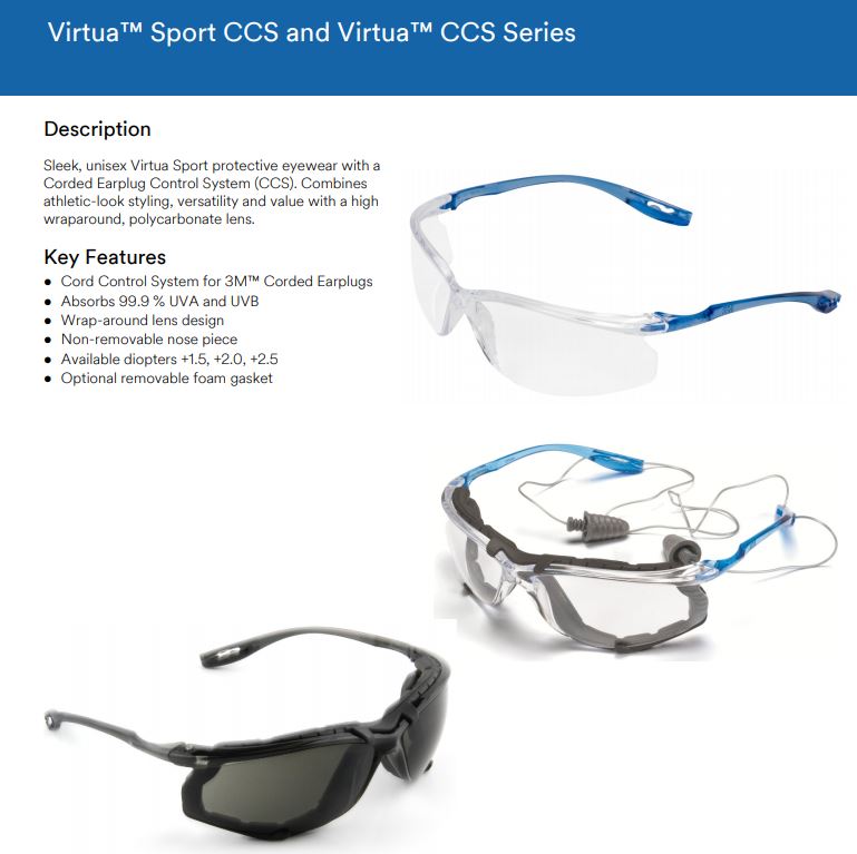 3M™ Virtua CCS Safety Glasses, BLACK - Medicos Club